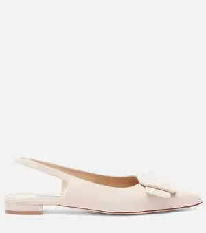Manolo Blahnik Maylura Slingback Flats - Beige