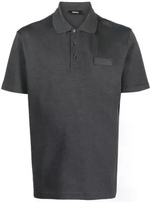 Versace Logo-patch Cotton Polo Shirt