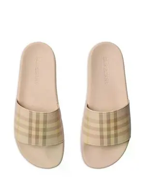 Burberry Check Slides - Neutrals