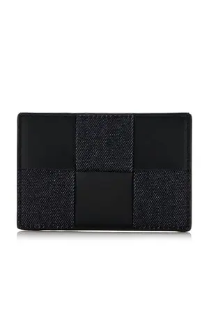 Bottega Veneta Cassette Leather And Denim Cardholder - Black