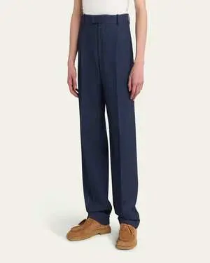 Bottega Veneta Wide-leg Melange Wool Drill Trousers