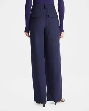 Vince Mid-Rise Wide-Leg Pants Blue