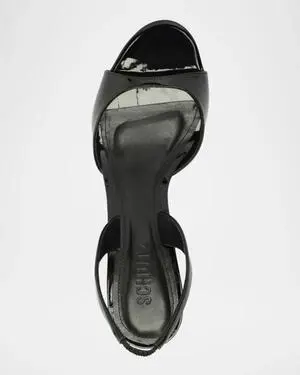 Schutz Scarlett Leather Mid-heel Slingback Sandals - Black