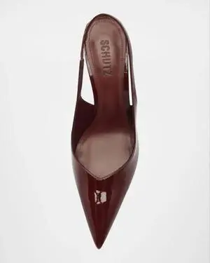 Schutz Lexi Shiny Leather Slingback Pumps - Vino