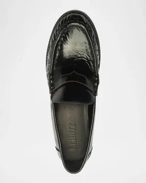 Schutz Tyche Shiny Leather Penny Loafers - Black