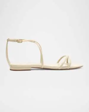 ALEXANDRE BIRMAN Lory Flat Patent Leather Sandals - Eggshell
