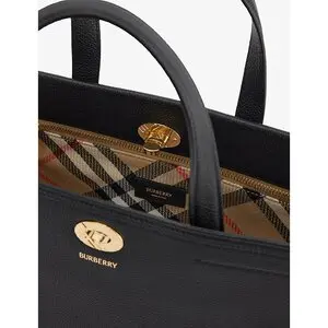 Burberry Small Leather Cotswolds Tote Bag - Black