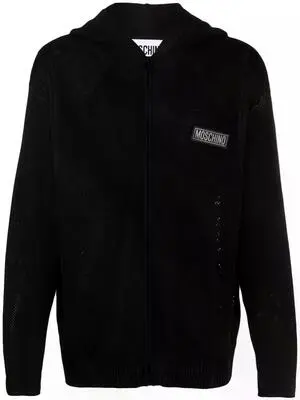 Moschino Logo-patch Open-knit Hoodie