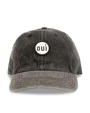 Clare V. Oui Denim Baseball Cap - Faded Blck