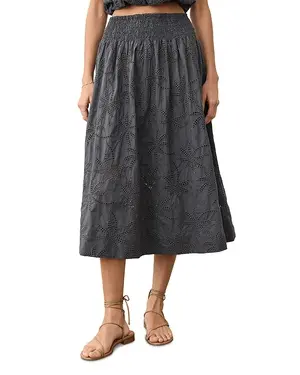 Marine Layer Bea Eyelet Midi Skirt