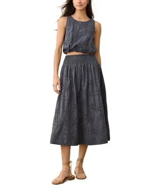 Marine Layer Bea Eyelet Midi Skirt