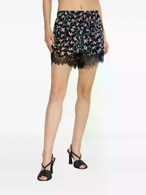 Ulla Johnson Floral Print Lace-trim Shorts - Black