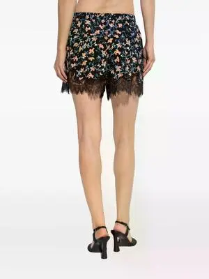 Ulla Johnson Floral Print Lace-trim Shorts - Black