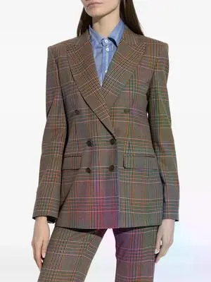 Etro Checked Double-breasted Blazer - Brown