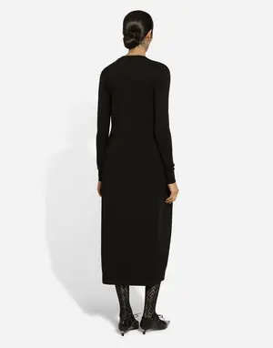Dolce & Gabbana Long Stretch Viscose Knit Cardigan With Dg Logo