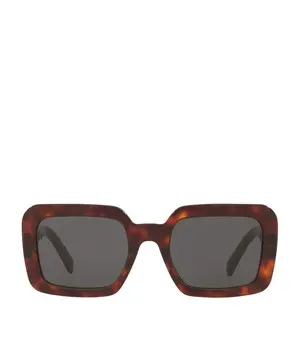 Celine Tortoiseshell Square Triomphe Sunglasses - Brown