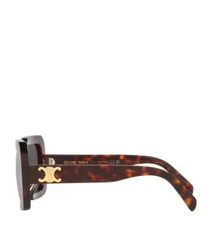 Celine Tortoiseshell Square Triomphe Sunglasses - Brown