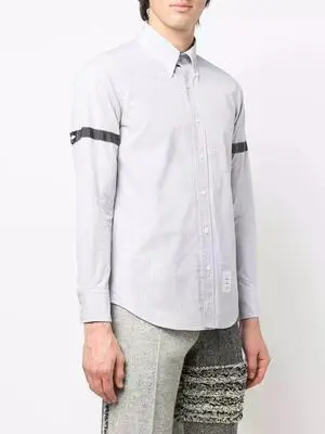 Thom Browne Grosgrain-armband Cotton Shirt - Grey
