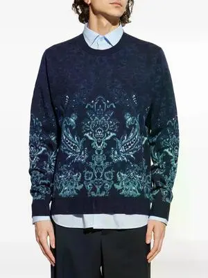 Etro Floral-jacquard Sweater - Blue