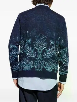 Etro Floral-jacquard Sweater - Blue