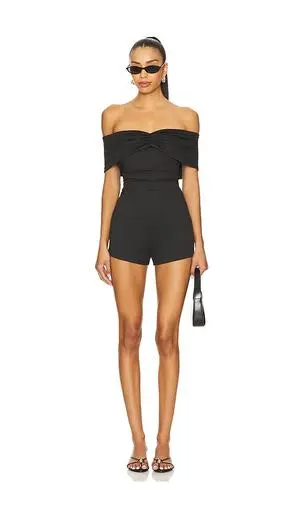Superdown Cher Off Shoulder Romper - Black
