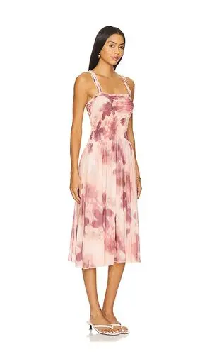 Free People X Tessa Smocked Midi Dress In Pink - Soft Combo