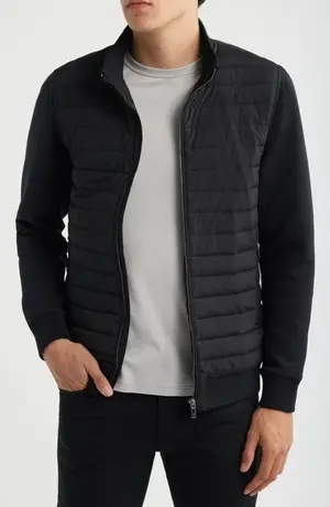 REISS Freddie Mixed Media Jacket - Black