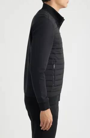 REISS Freddie Mixed Media Jacket - Black