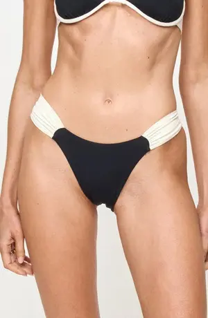 L*Space Dolce Full Bikini Bottoms - Black/ Cream