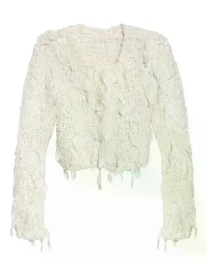 LoveShackFancy Frayed Cardigan - White