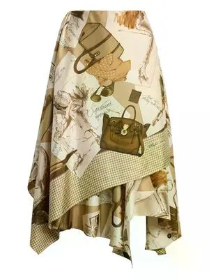 Ralph Lauren Asymmetric Silk Midi Skirt - Neutrals