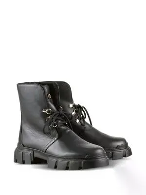HOGL Lace-up Combat Boots With Chunky Platform Sole - Black