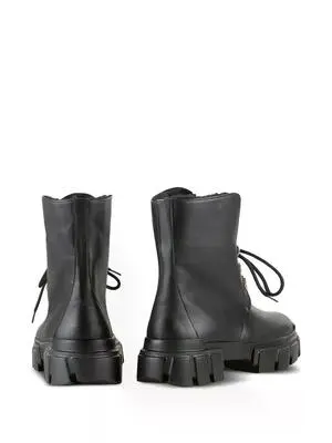 HOGL Lace-up Combat Boots With Chunky Platform Sole - Black