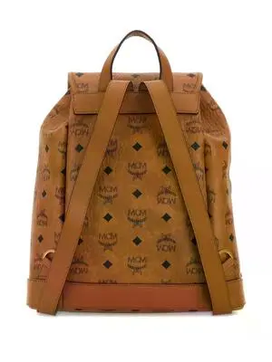 Mcm Monogram-print Backpack - Brown