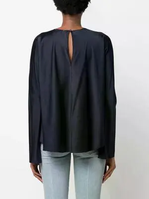 FORTE_FORTE Paneled Satin-finish Blouse
