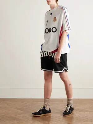 Rhude Como 1907 Embroidered Printed Cotton-blend Jersey T-shirt
