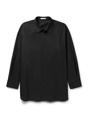 THE ROW Lukre Oversized Cotton And Cashmere-blend Twill Shirt - Black
