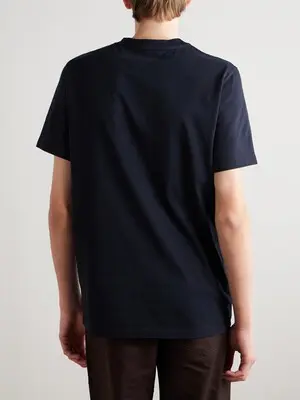 Moncler Logo-flocked Appliquéd Cotton-jersey T-shirt - Blue