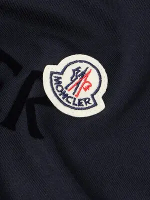 Moncler Logo-flocked Appliquéd Cotton-jersey T-shirt - Blue