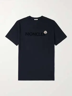 Moncler Moncler - Logo-Flocked Appliquéd Cotton-Jersey T-Shirt - Men - Blue - S Navy