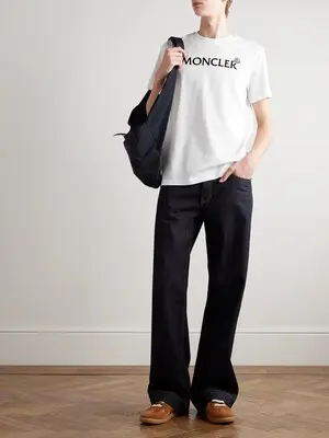 Moncler Slim-fit Logo-flocked Appliquéd Cotton-jersey T-shirt