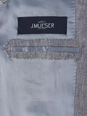 J. MUESER Waverly Herringbone Linen And Wool-blend Blazer - Blue