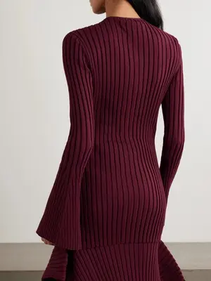 Stella McCartney Ribbed Organic Cotton Cardigan - Burgundy