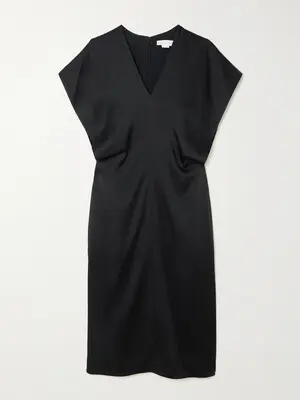 Stella McCartney Draped Satin Midi Dress - Black