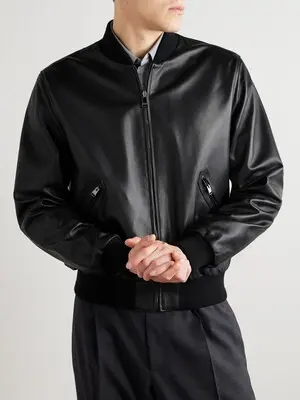 Canali Reversible Leather And Shell Bomber Jacket - Black