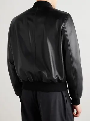 Canali Reversible Leather And Shell Bomber Jacket - Black