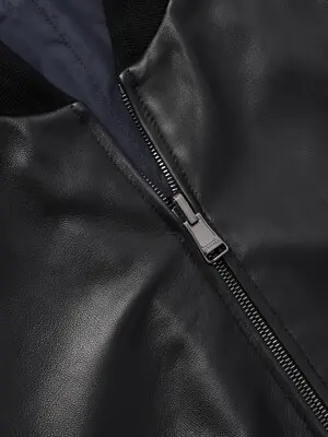 Canali Reversible Leather And Shell Bomber Jacket - Black