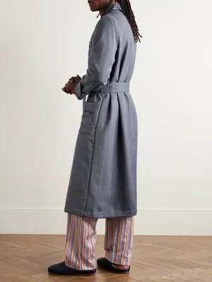Derek Rose Lincoln 11 Belted Herringbone Wool Robe