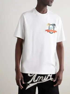 Amiri Ma Paradise Logo-print Cotton-jersey T-shirt - Neutrals