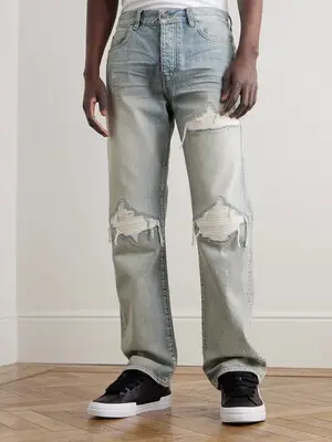 Amiri Mx1 Skinny-fit Panelled Distressed Jeans